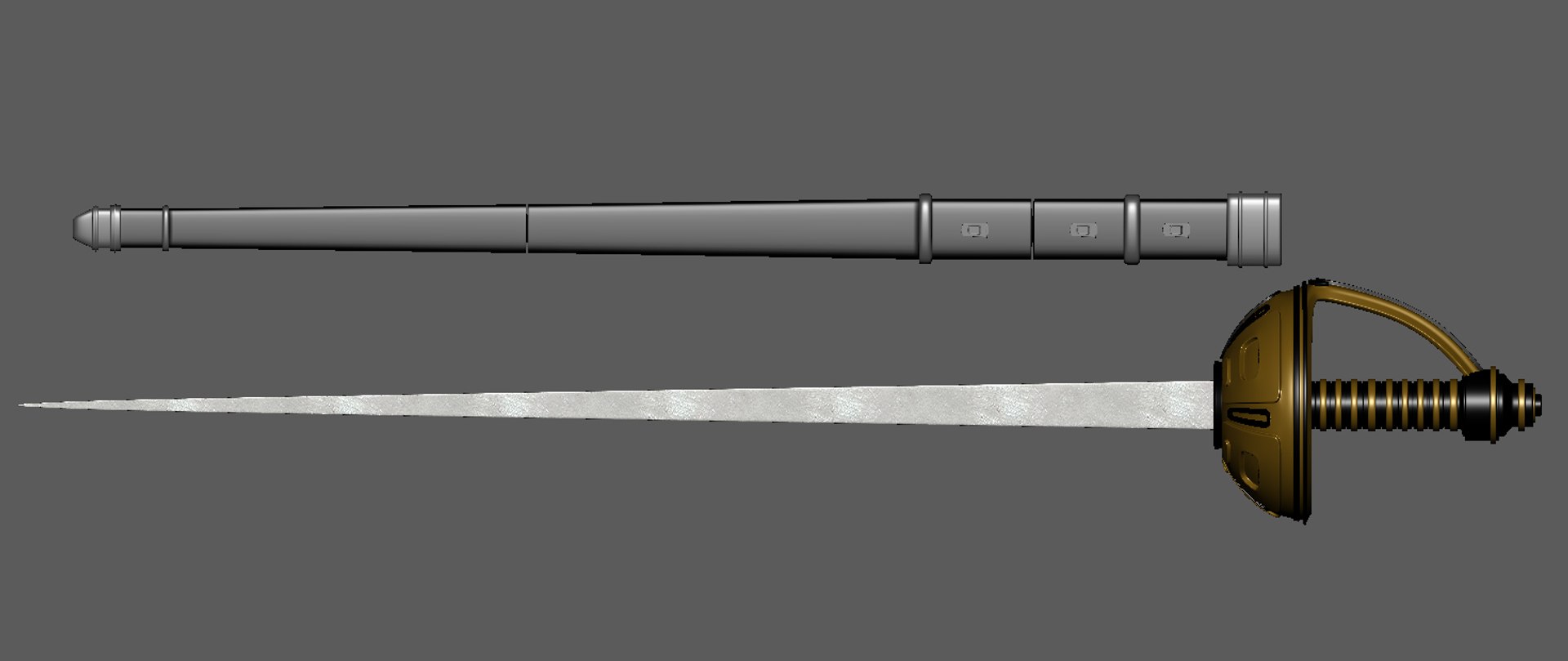 Sword Rapier Cartoon 3d Obj