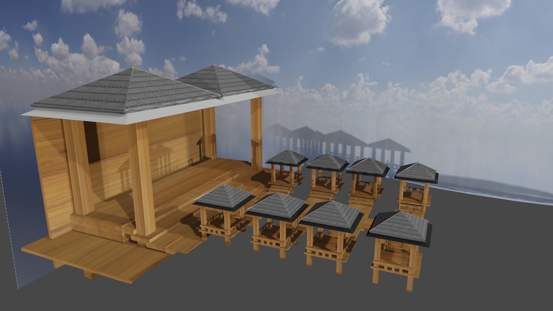 Restorant Food Gazebo Wood Teak Outdoor Beach 3D Model - TurboSquid 2030361