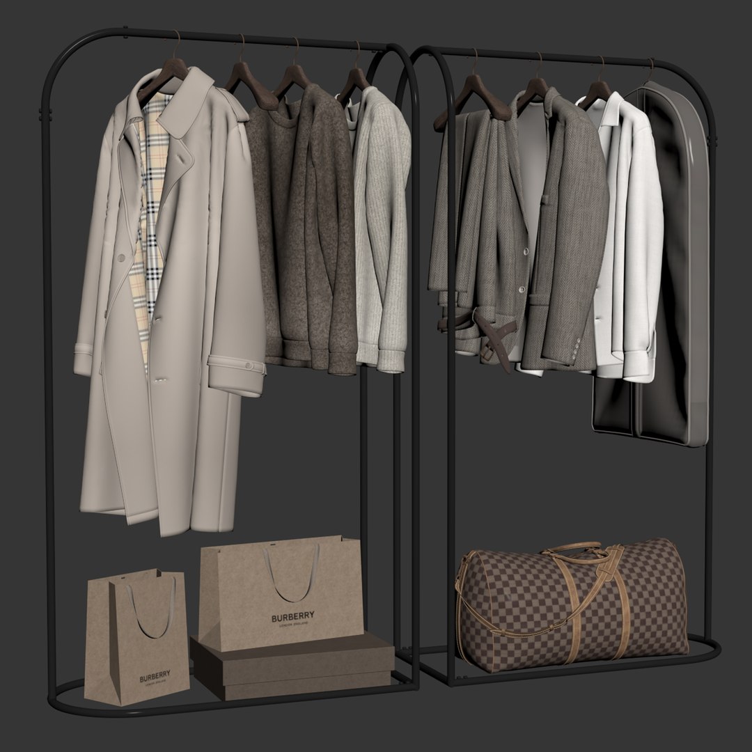 3D Model Rack With Clothes 03 - TurboSquid 2344656
