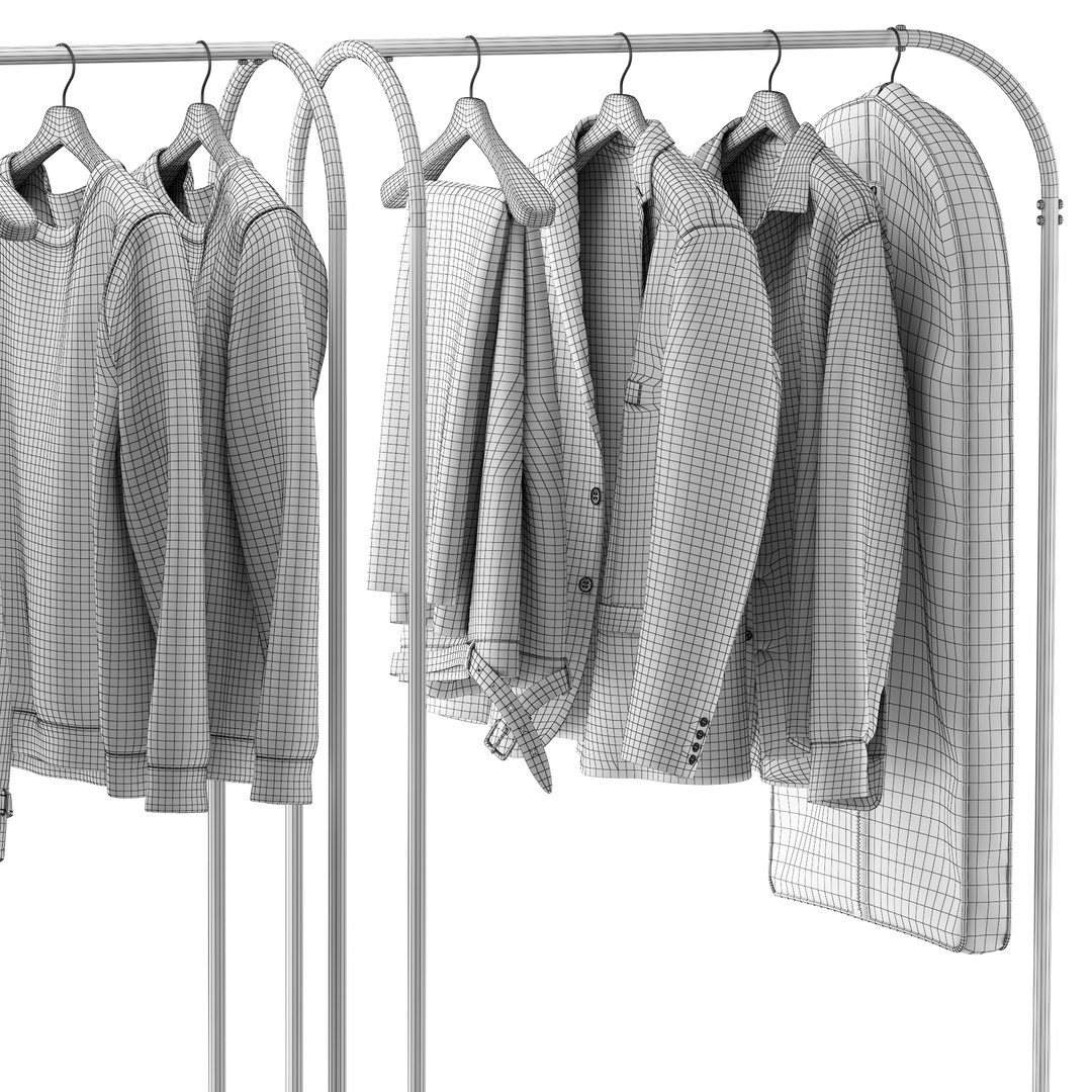 3D Model Rack With Clothes 03 - TurboSquid 2344656