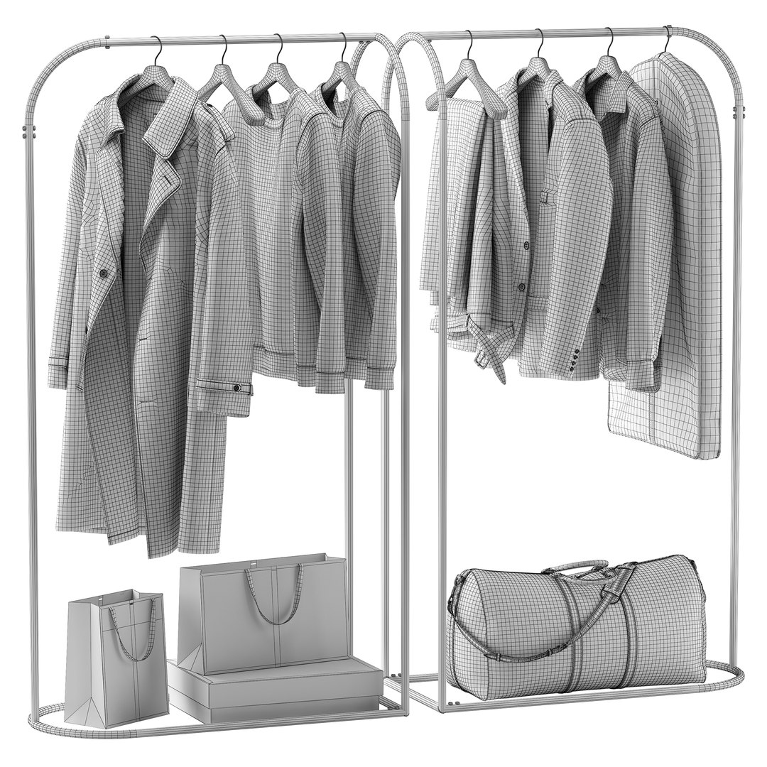 3D Model Rack With Clothes 03 - TurboSquid 2344656
