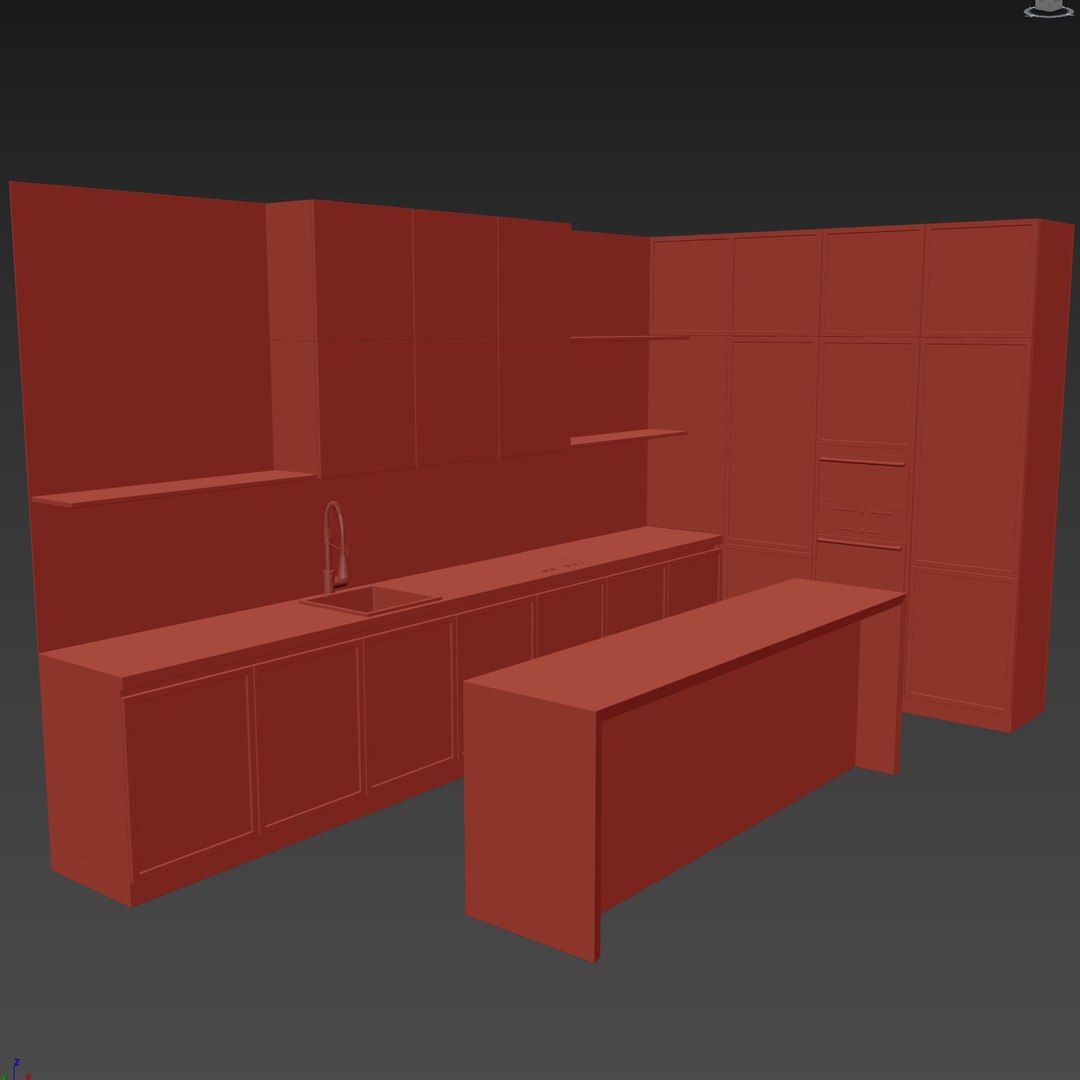 Modern Kitchen With Island 3D Model - TurboSquid 2031309