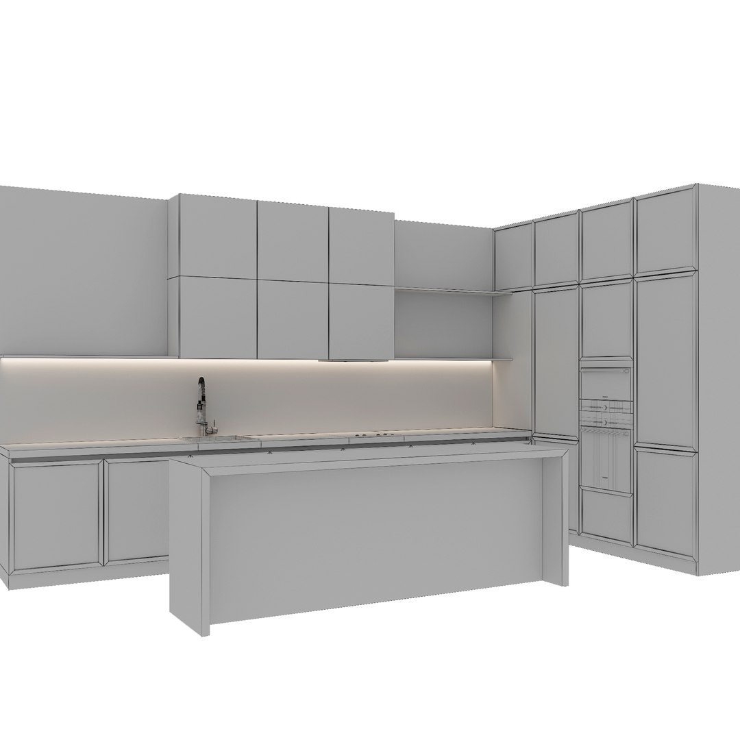 Modern Kitchen With Island 3D Model - TurboSquid 2031309