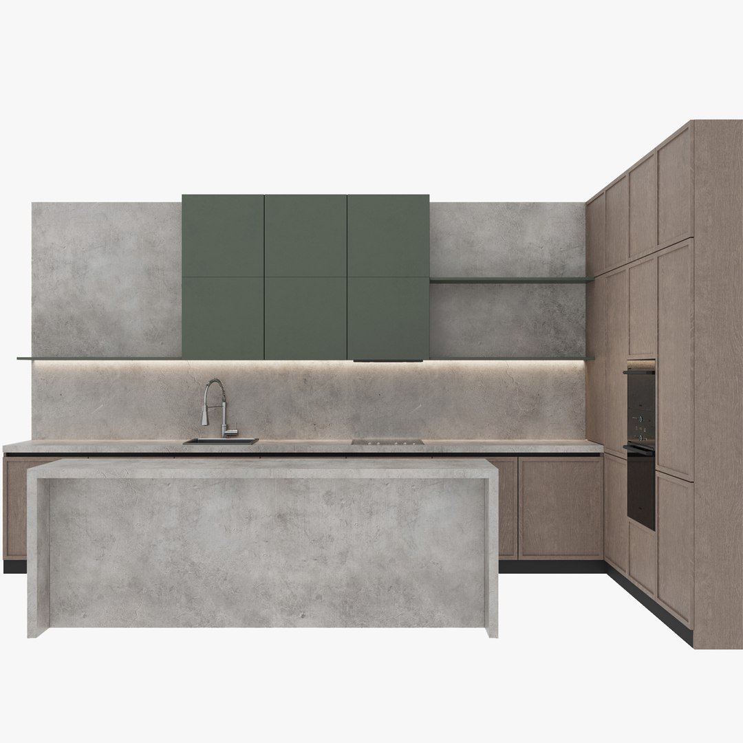 Modern Kitchen With Island 3D Model - TurboSquid 2031309