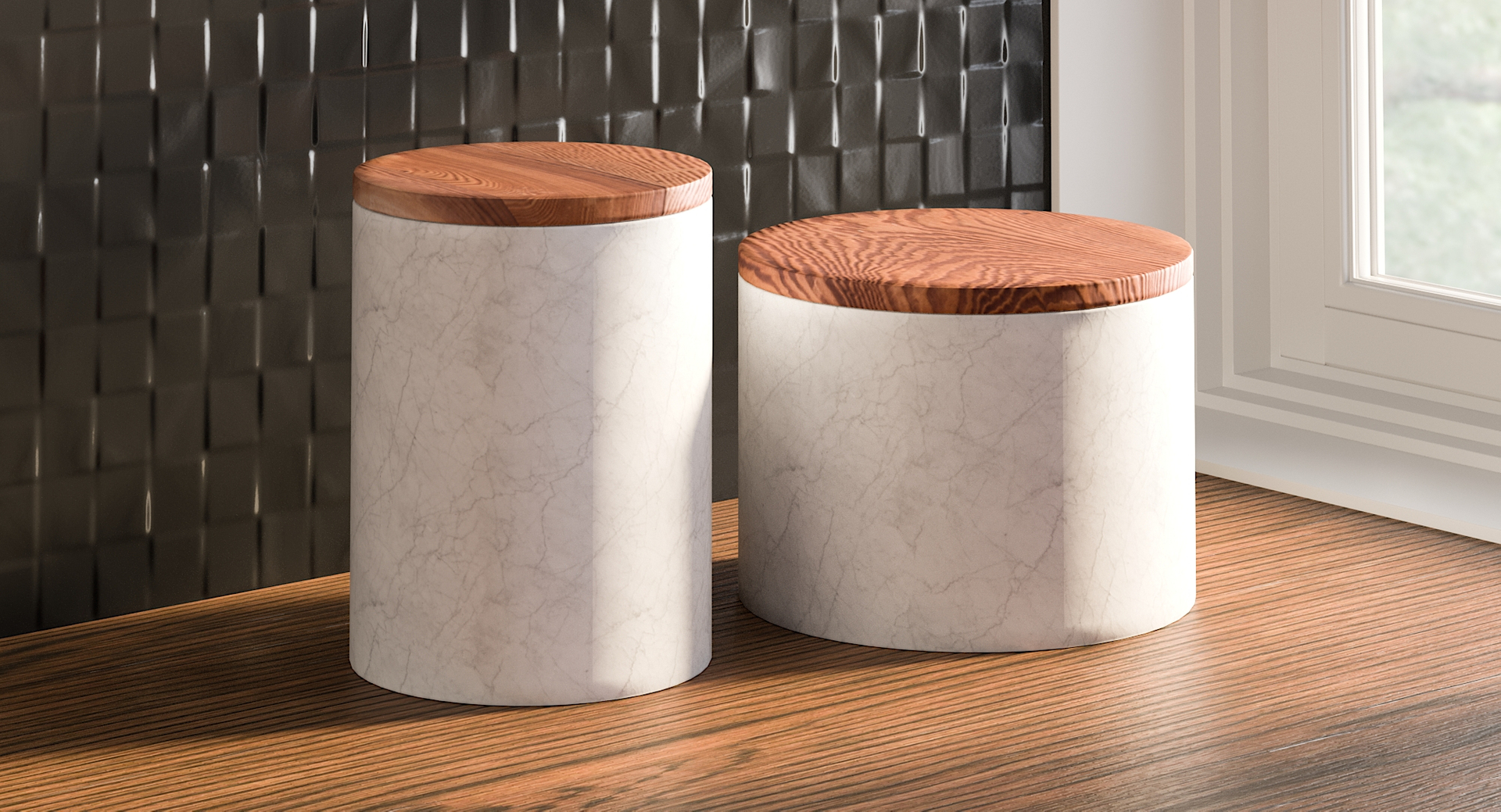 Realistic Ishi Marble Canisters 3D Model - TurboSquid 1465015