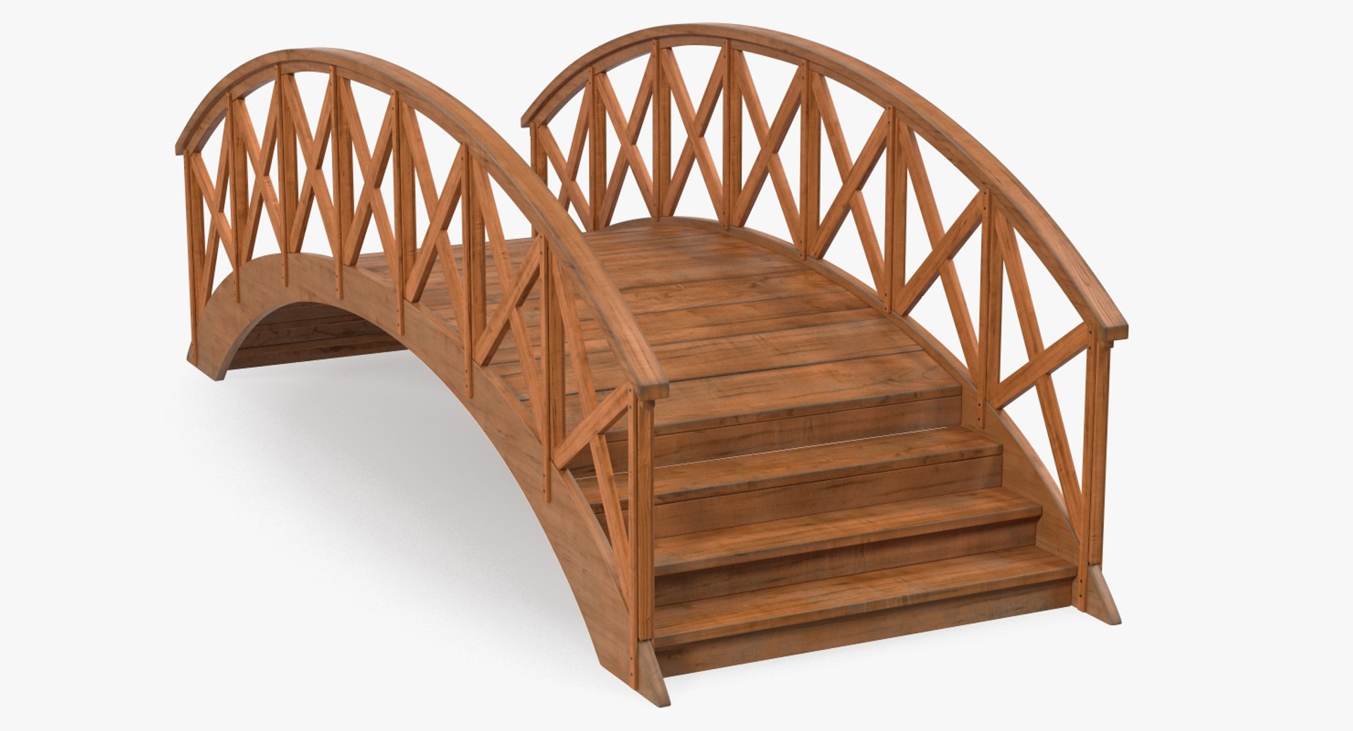 3D Arc Wooden Footbridge Model - TurboSquid 1329519