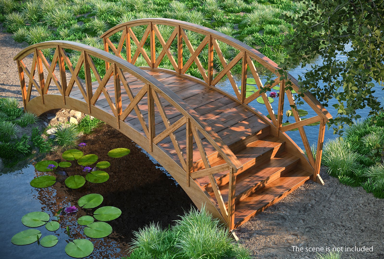 3D Arc Wooden Footbridge Model - TurboSquid 1329519