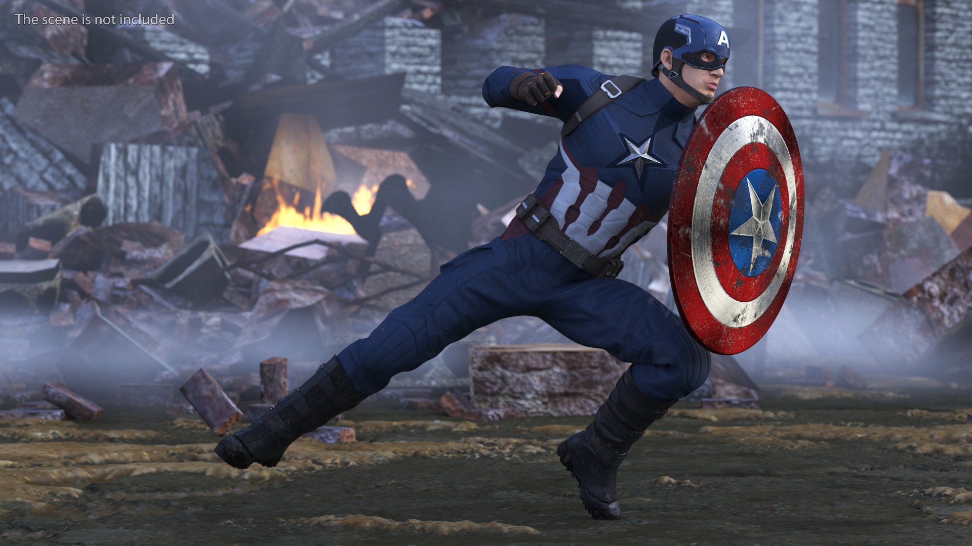 Captain America Attack Pose in Shabby Suit 3D model - TurboSquid 2045814