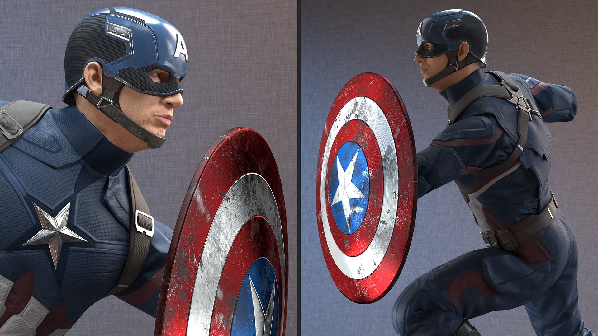 Captain America Attack Pose in Shabby Suit 3D model - TurboSquid 2045814