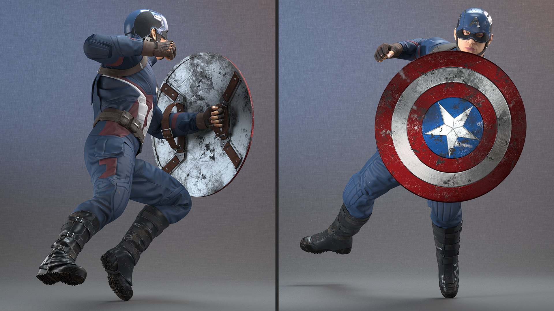 Captain America Attack Pose in Shabby Suit 3D model - TurboSquid 2045814