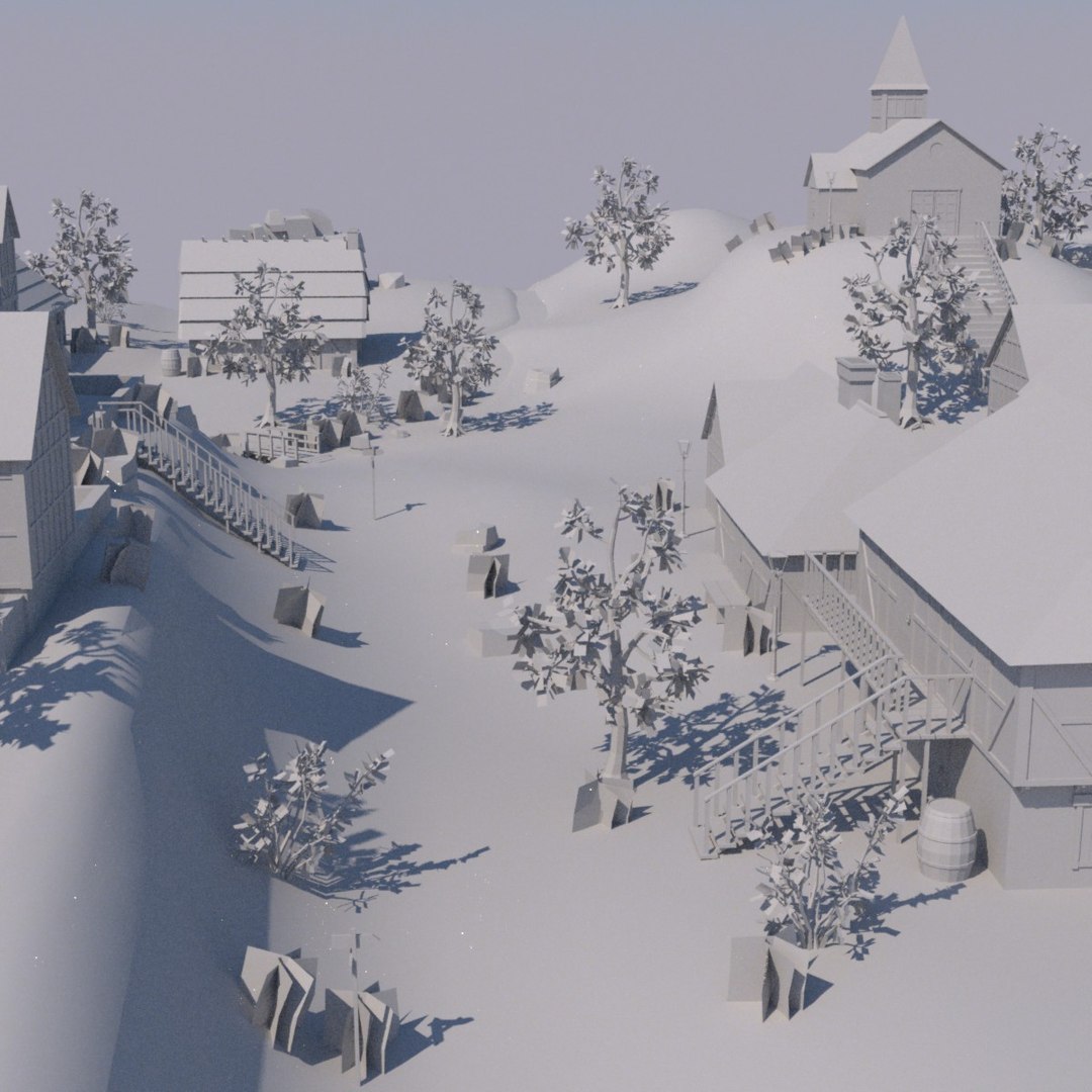 3d medieval village