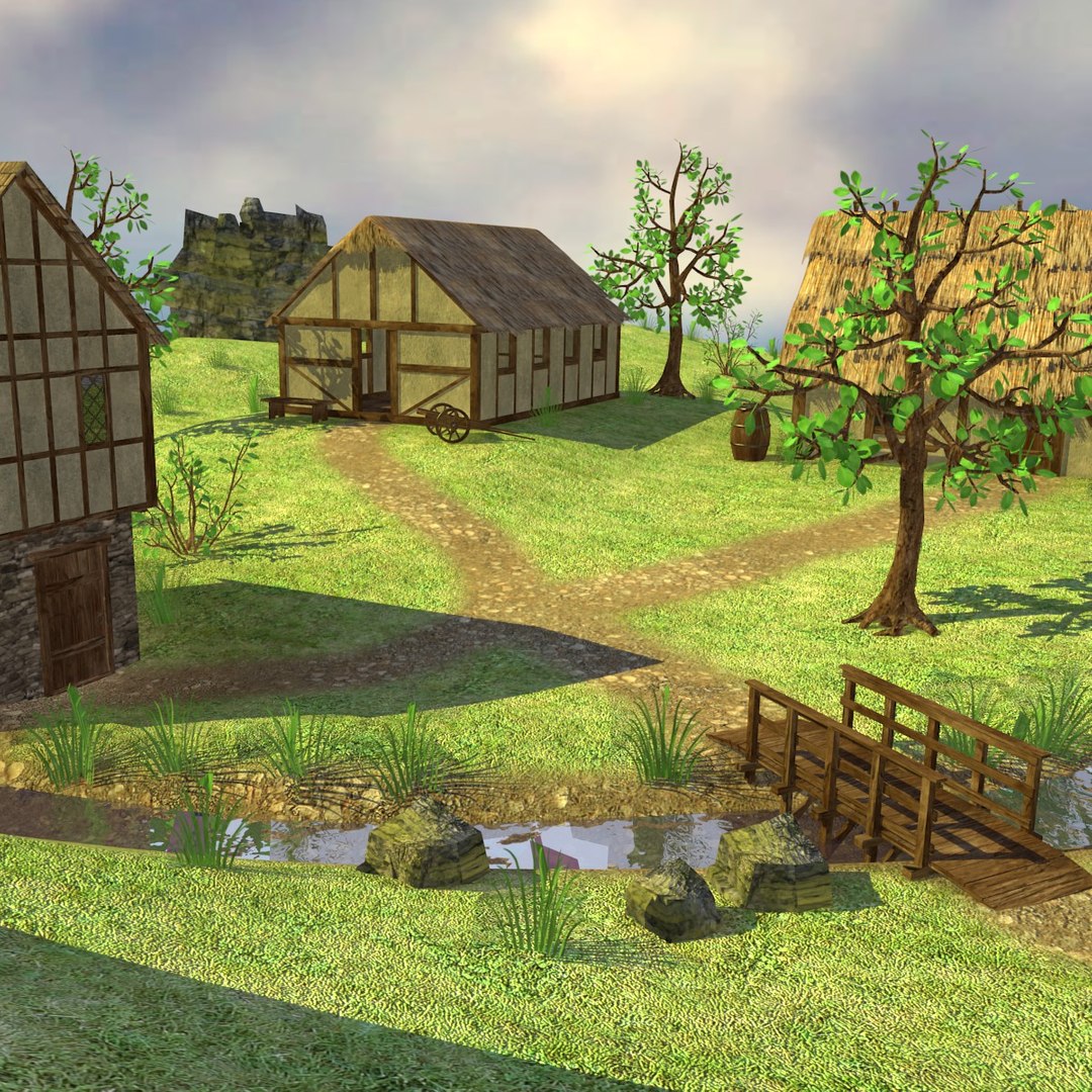 3d medieval village
