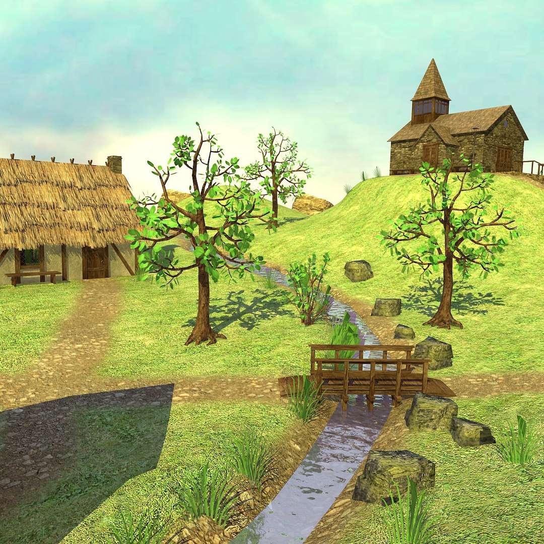 3d medieval village