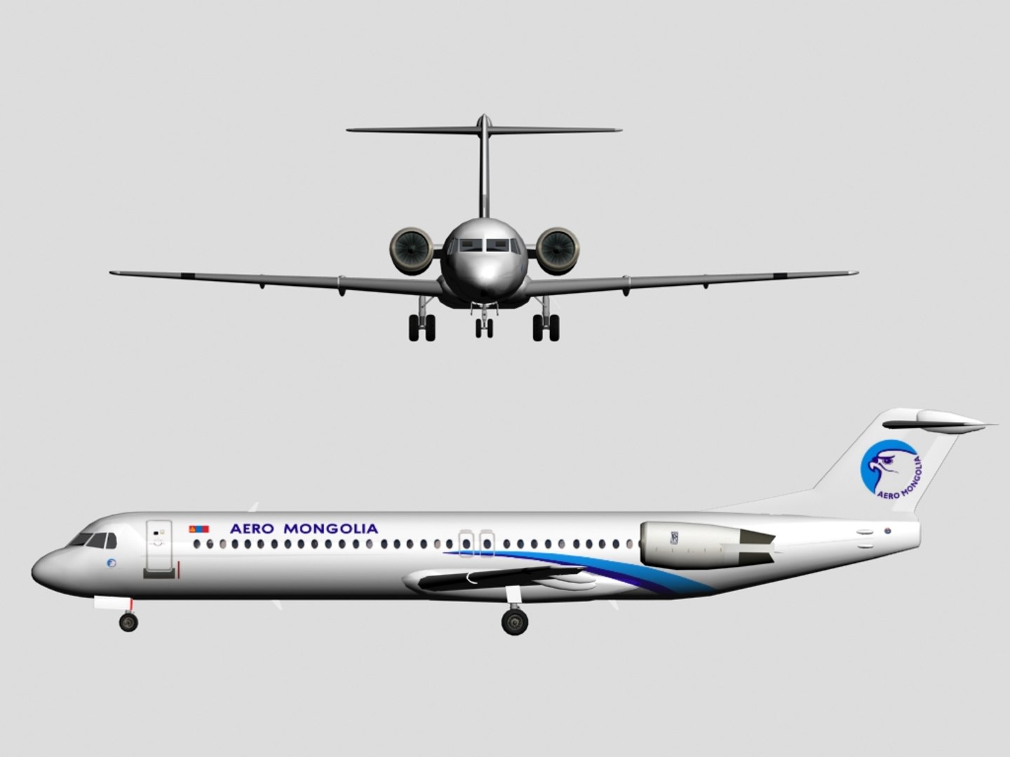 fokker 100 aero mongolia 3d model