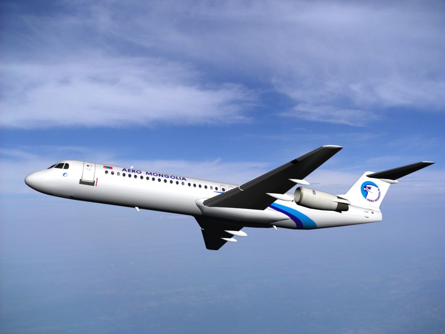 fokker 100 aero mongolia 3d model