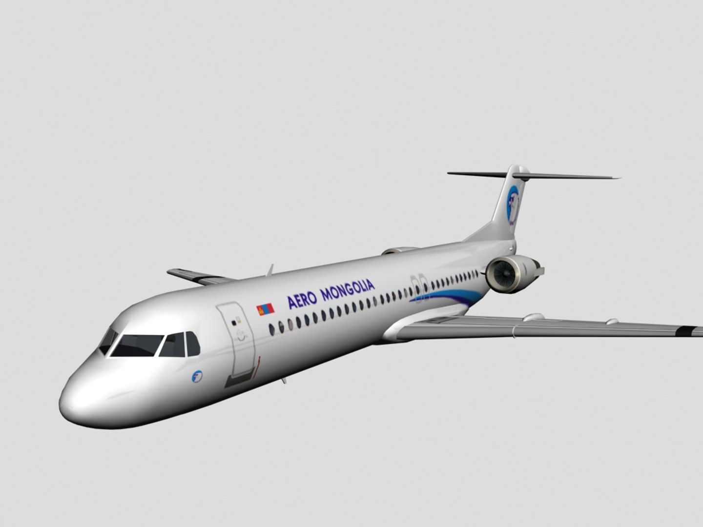 fokker 100 aero mongolia 3d model