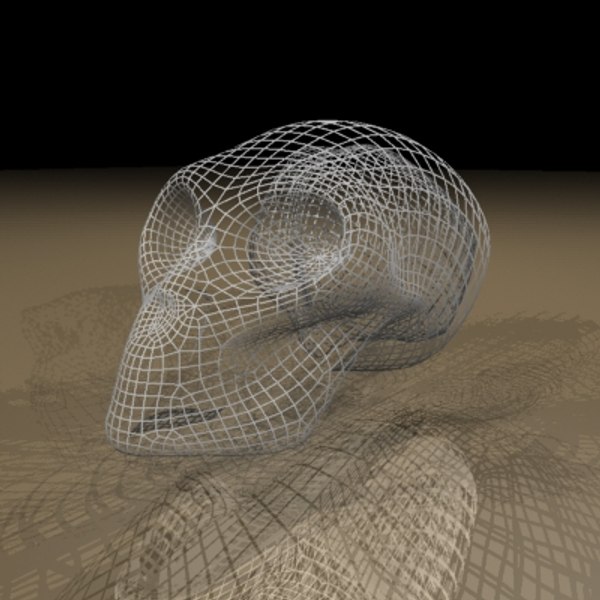 3d glass alien skull brain model