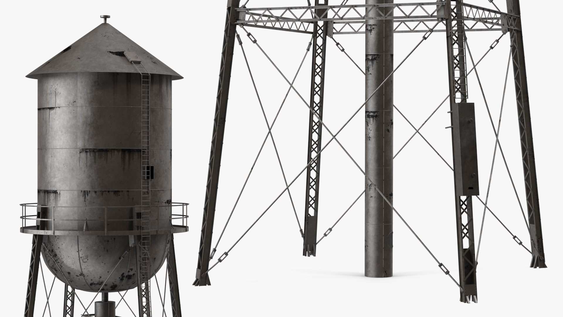 3D Rusty Water Tower - TurboSquid 2117302