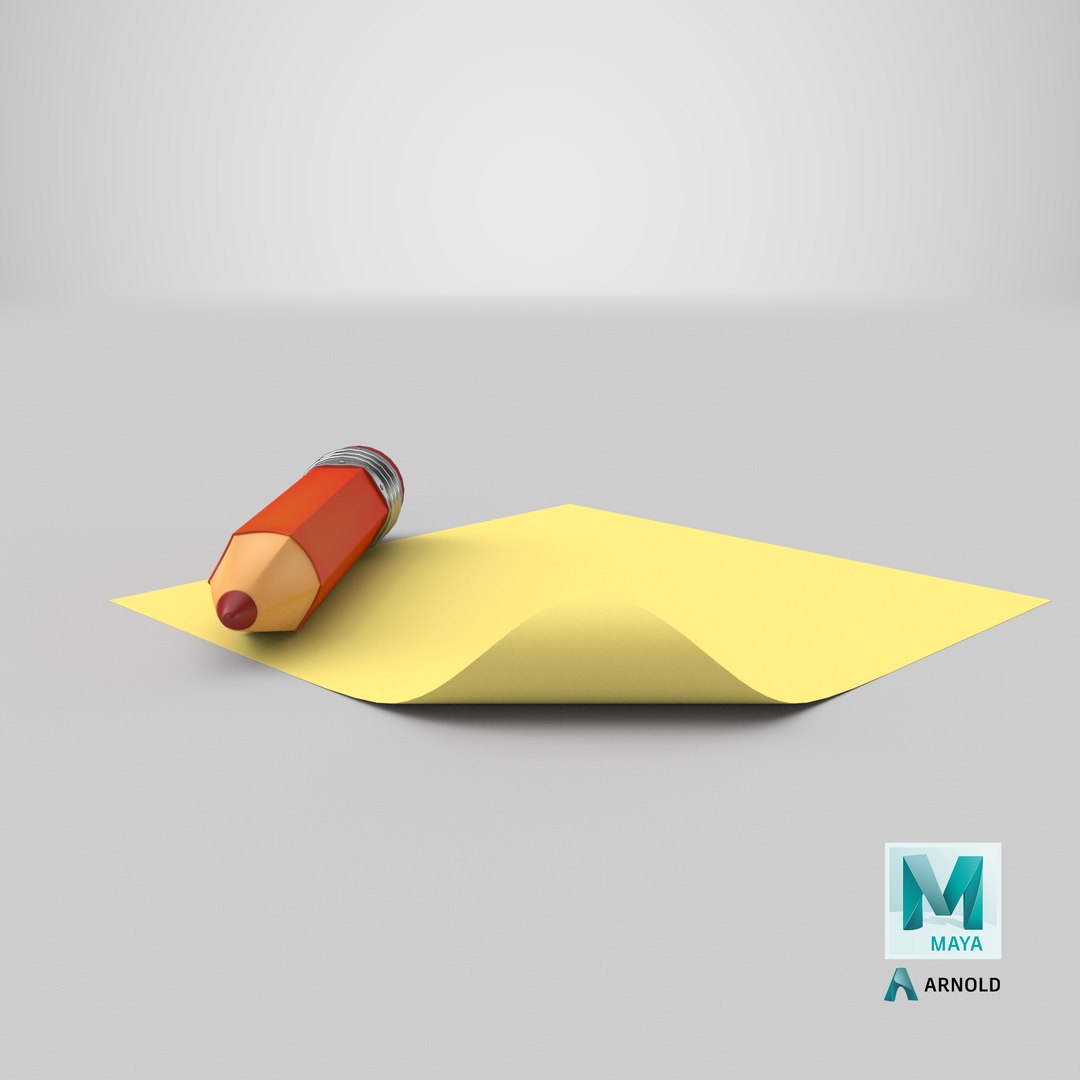 3D Model Sticky Note With Pencil PBR - TurboSquid 2131080