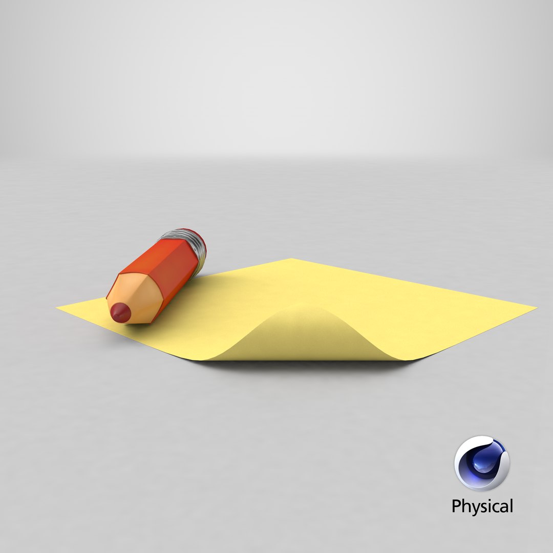 3D Model Sticky Note With Pencil PBR - TurboSquid 2131080