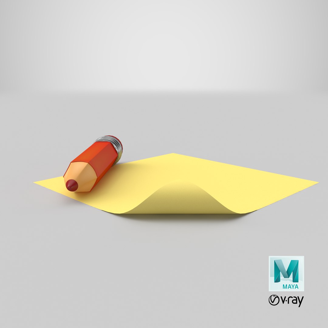 3D Model Sticky Note With Pencil PBR - TurboSquid 2131080