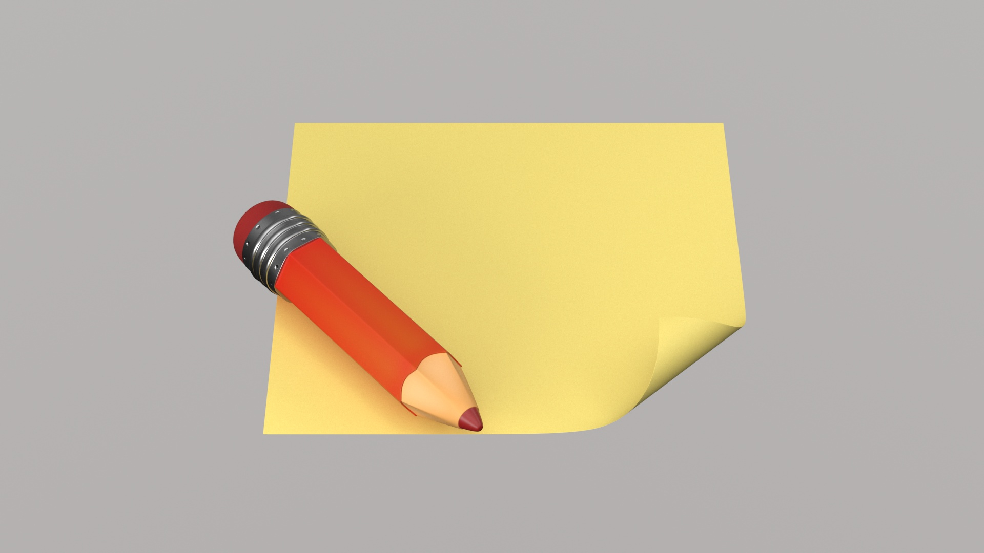 3D Model Sticky Note With Pencil PBR - TurboSquid 2131080