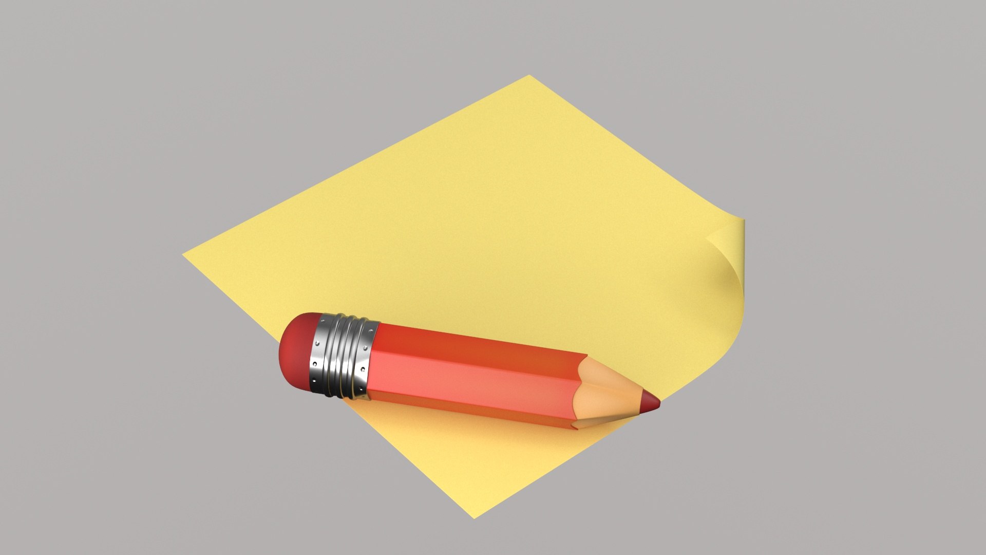 3D Model Sticky Note With Pencil PBR - TurboSquid 2131080