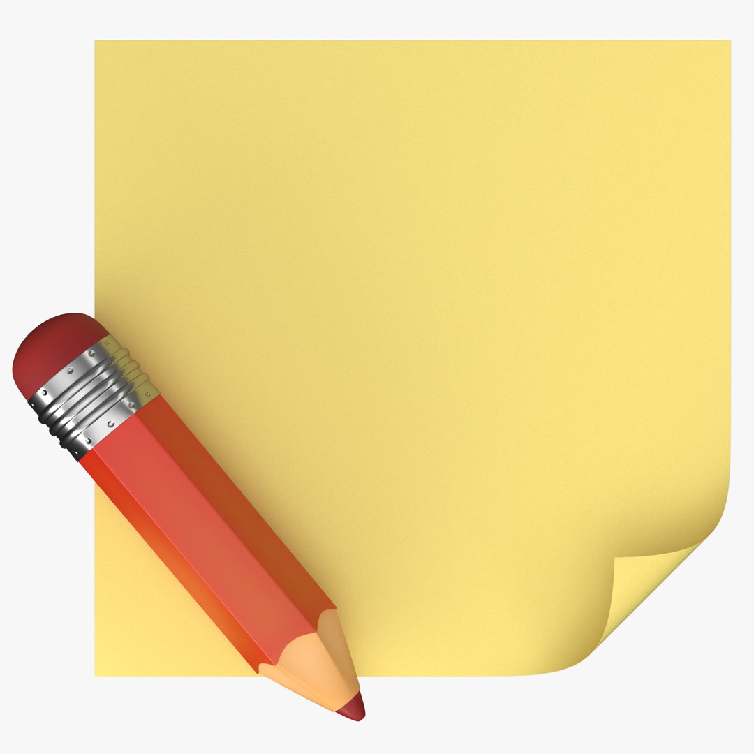 3D Model Sticky Note With Pencil PBR - TurboSquid 2131080