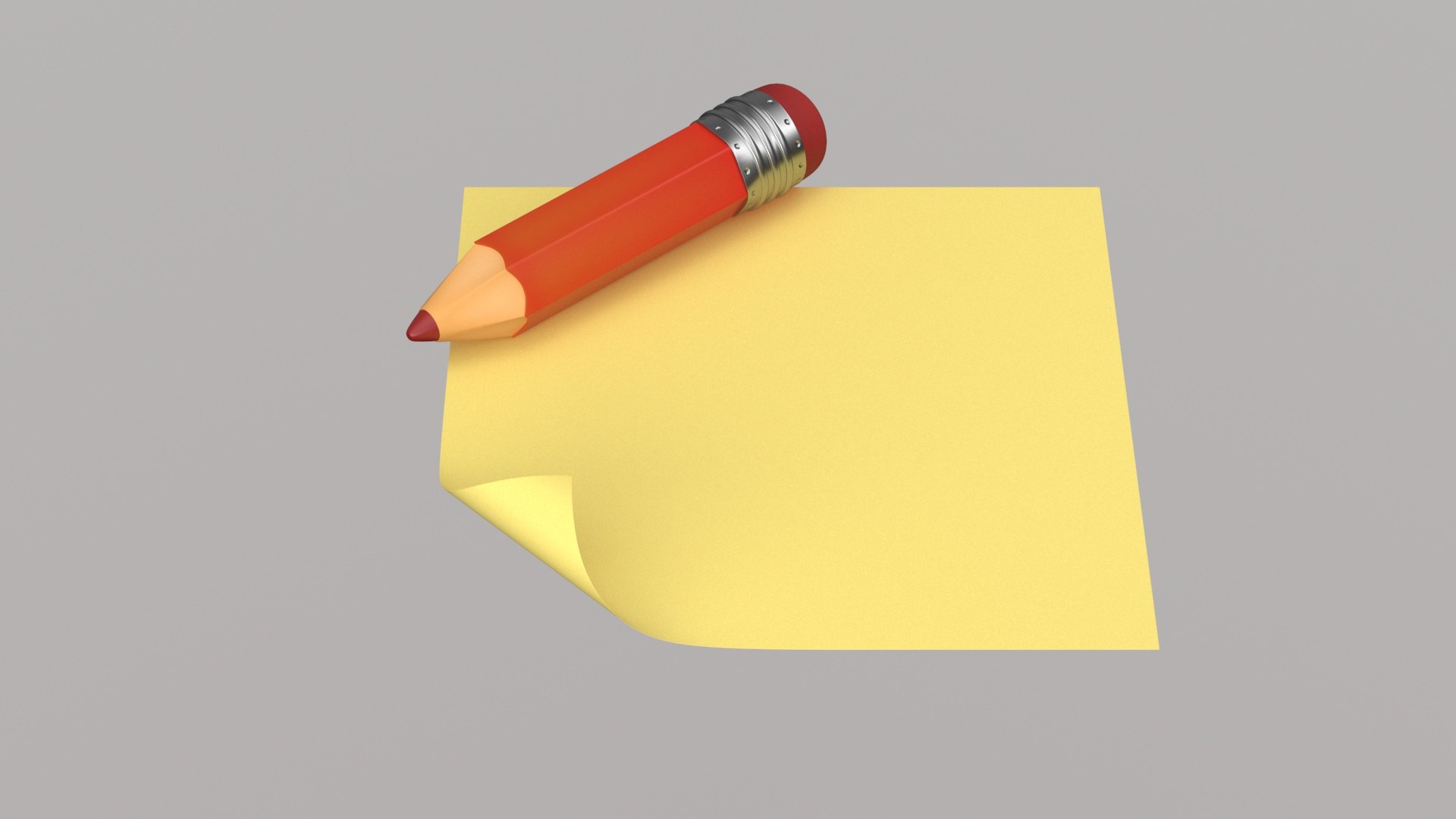 3D Model Sticky Note With Pencil PBR - TurboSquid 2131080
