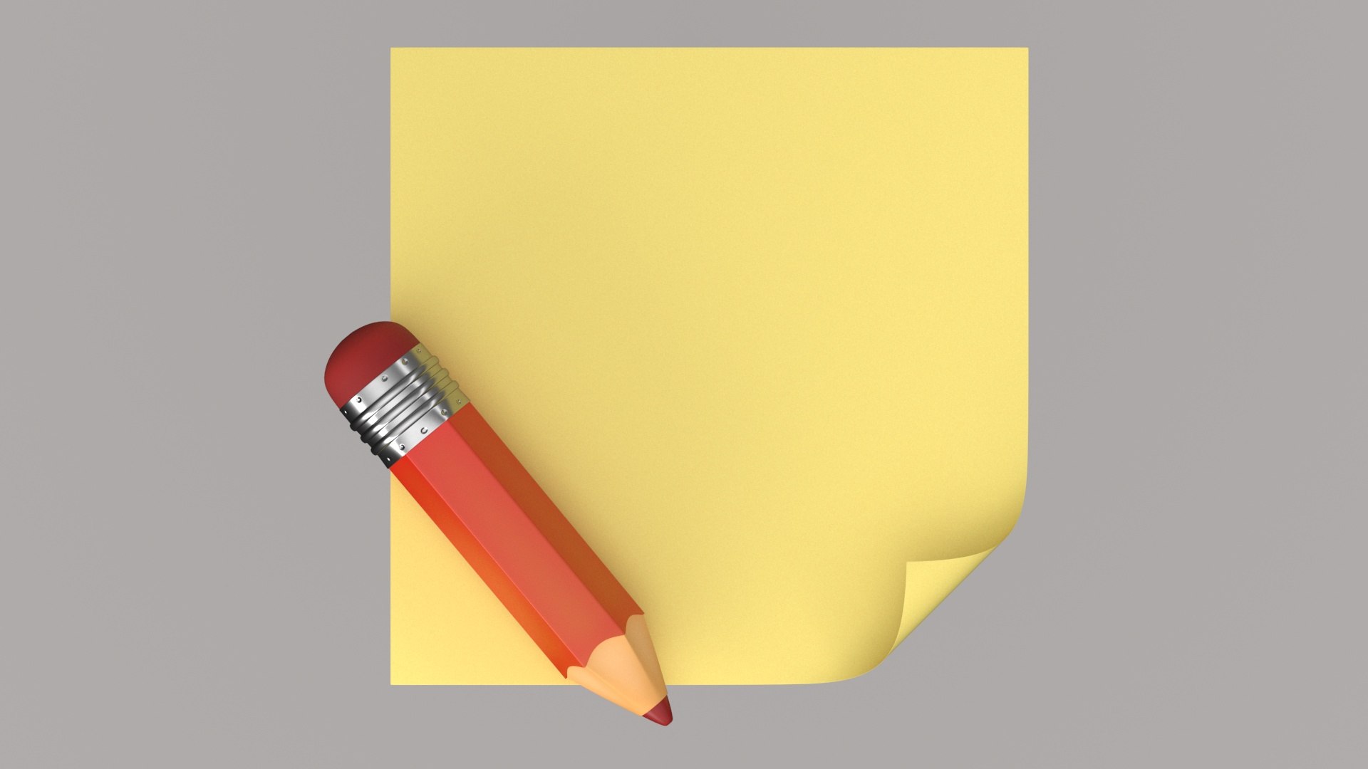 3D Model Sticky Note With Pencil PBR - TurboSquid 2131080