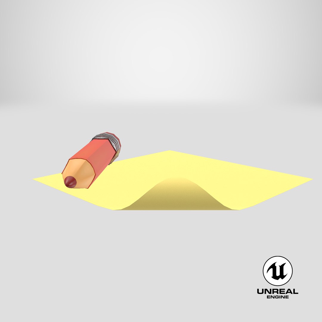 3D Model Sticky Note With Pencil PBR - TurboSquid 2131080