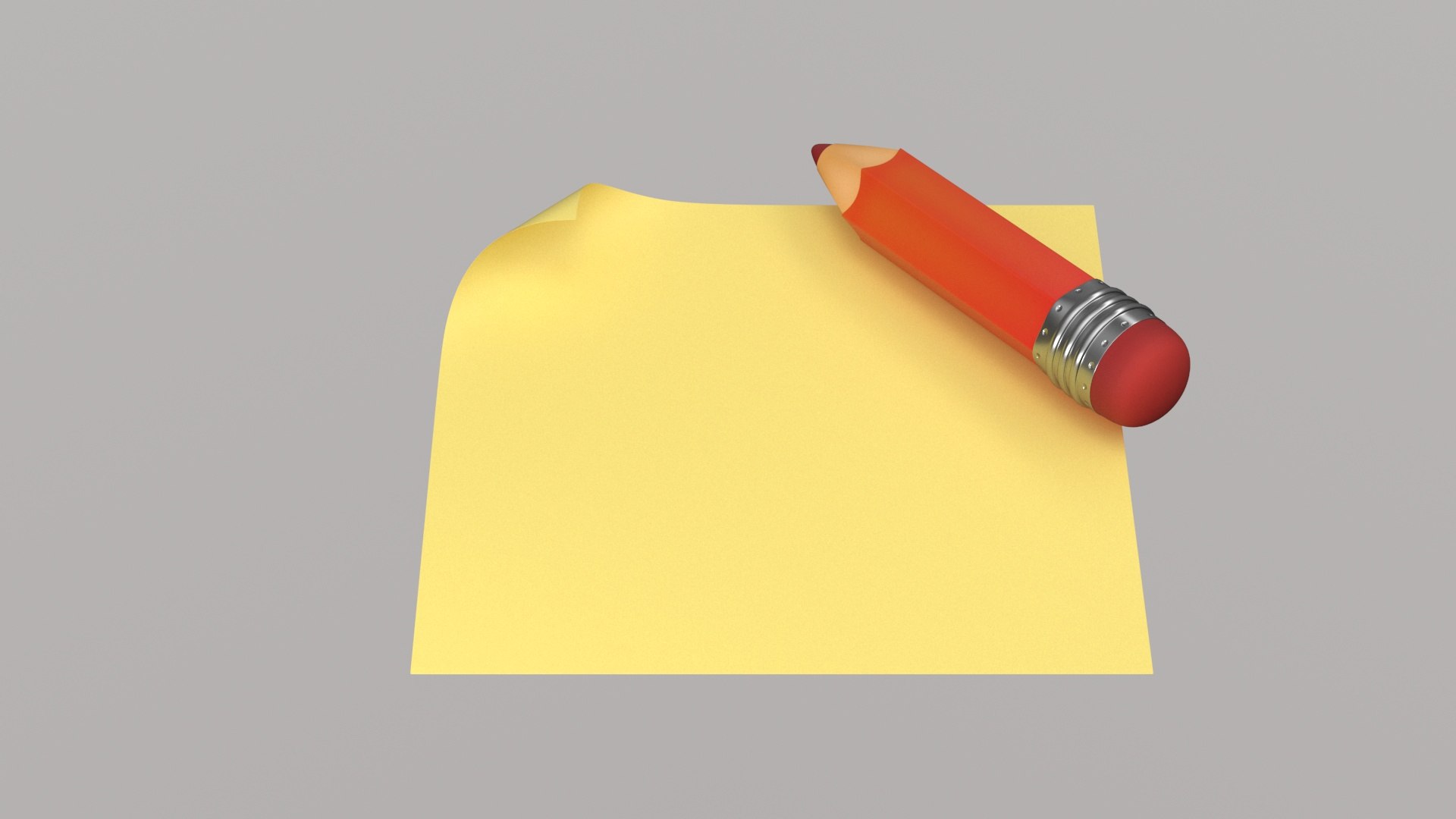 3D Model Sticky Note With Pencil PBR - TurboSquid 2131080