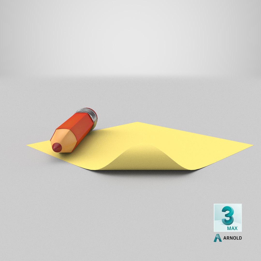 3D Model Sticky Note With Pencil PBR - TurboSquid 2131080