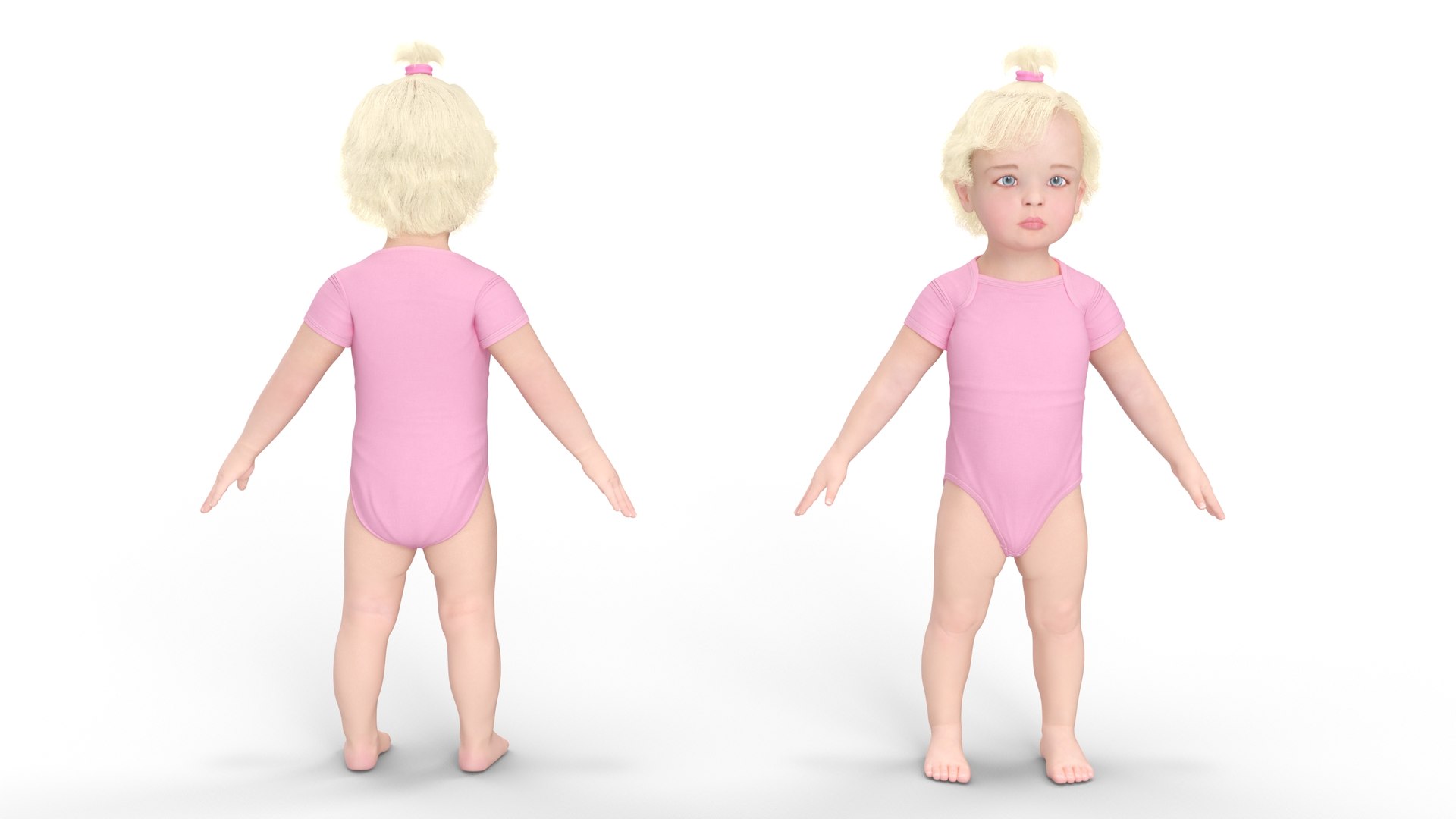 3D Baby Girl Wearing Bodysuit A-Pose Model - TurboSquid 2295076