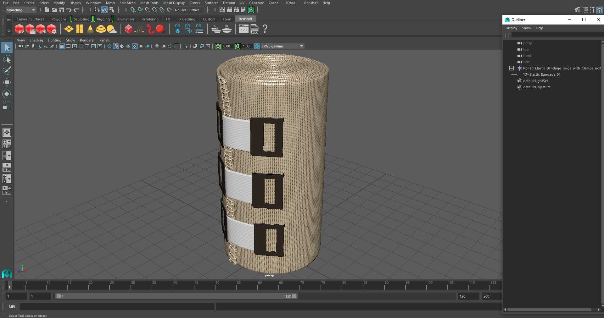 3D Rolled Elastic Bandage Beige With Clamps - TurboSquid 2225795