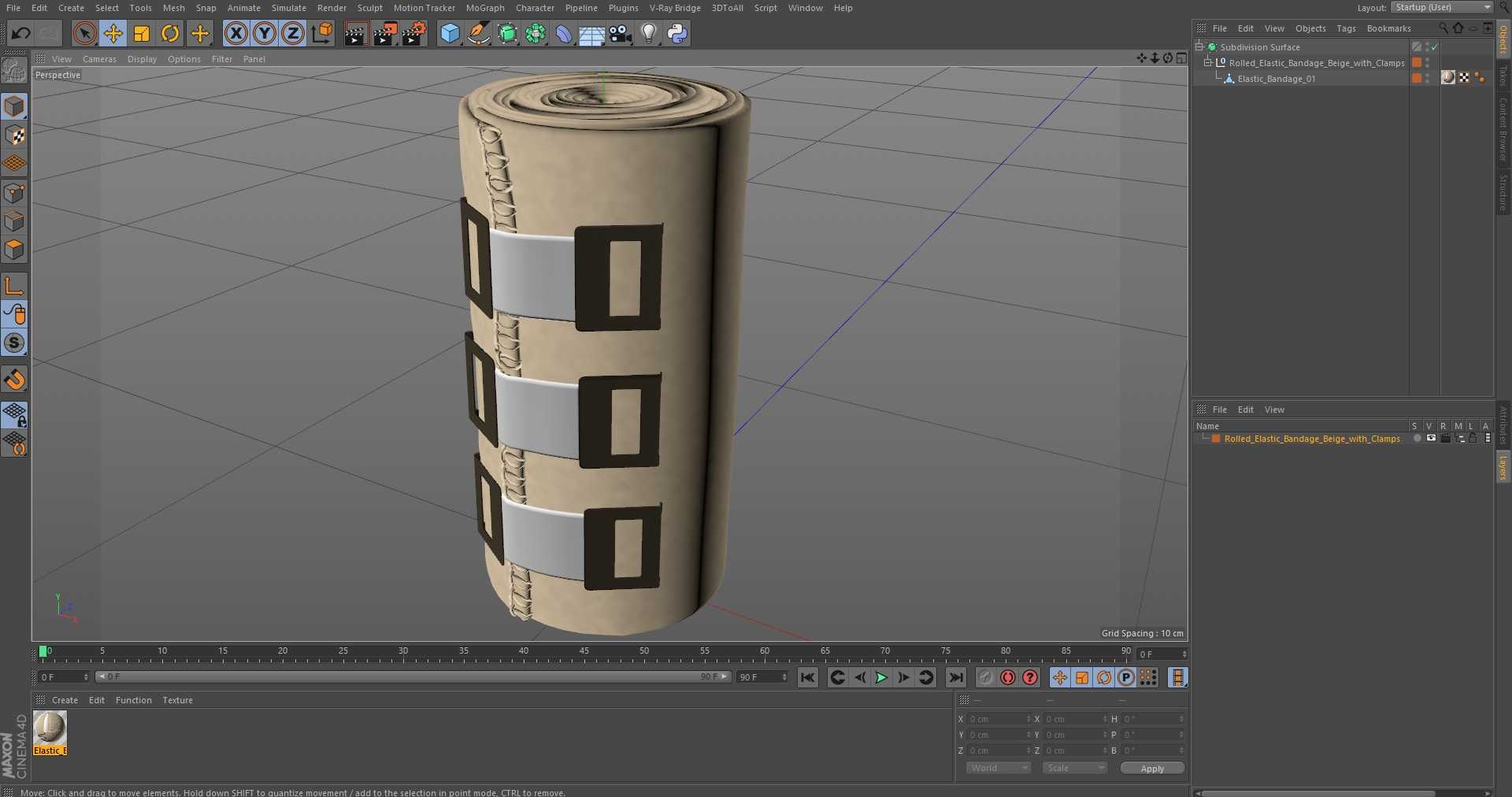 3D Rolled Elastic Bandage Beige With Clamps - TurboSquid 2225795