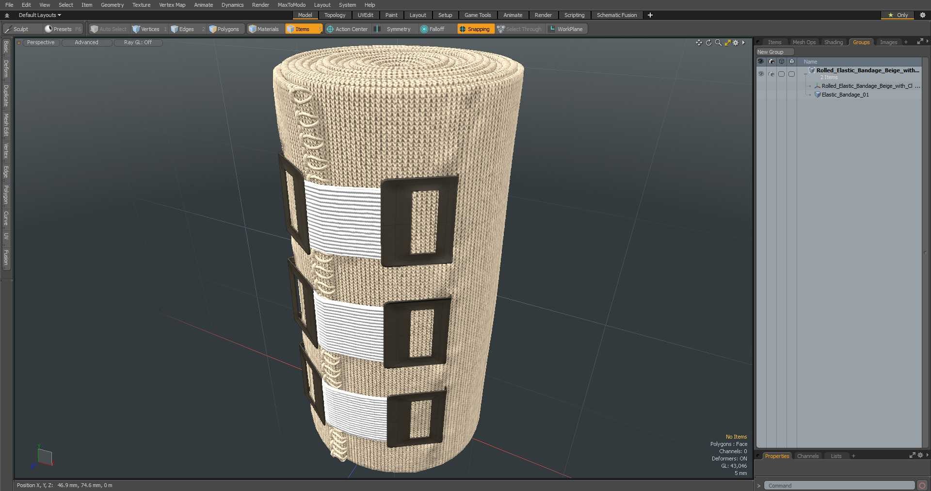 3D Rolled Elastic Bandage Beige With Clamps - TurboSquid 2225795