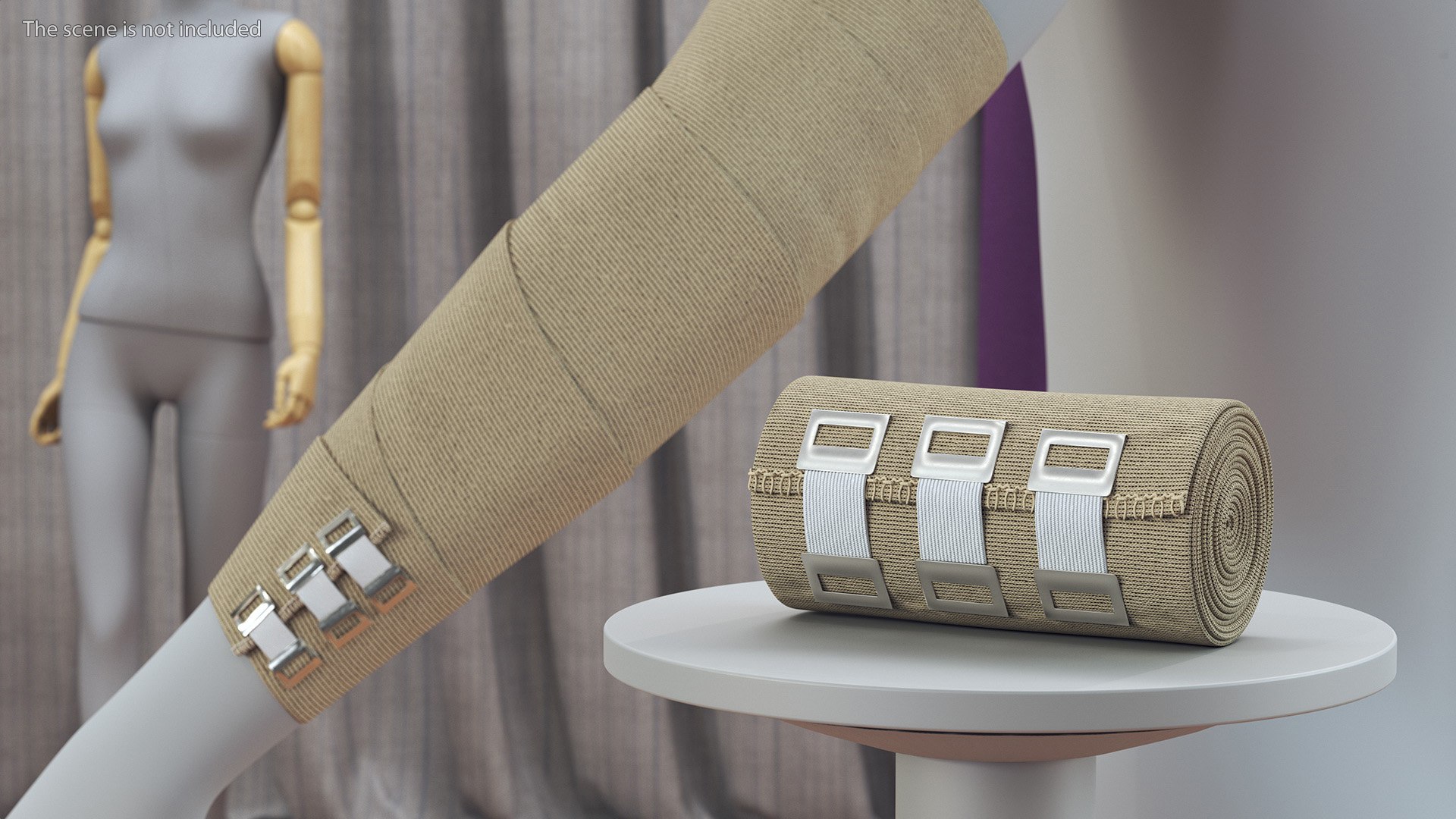 3D Rolled Elastic Bandage Beige With Clamps - TurboSquid 2225795