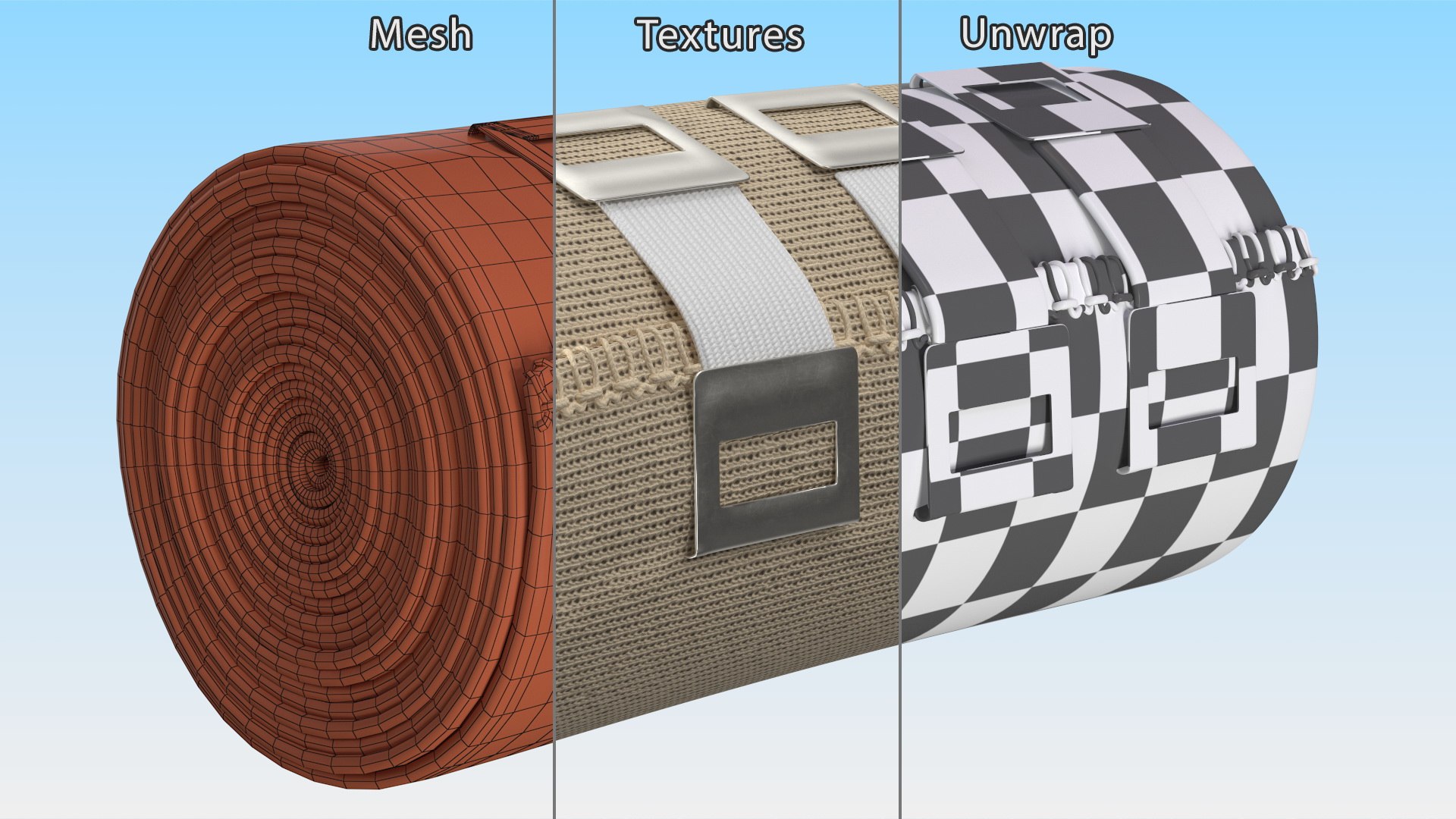 3D Rolled Elastic Bandage Beige With Clamps - TurboSquid 2225795