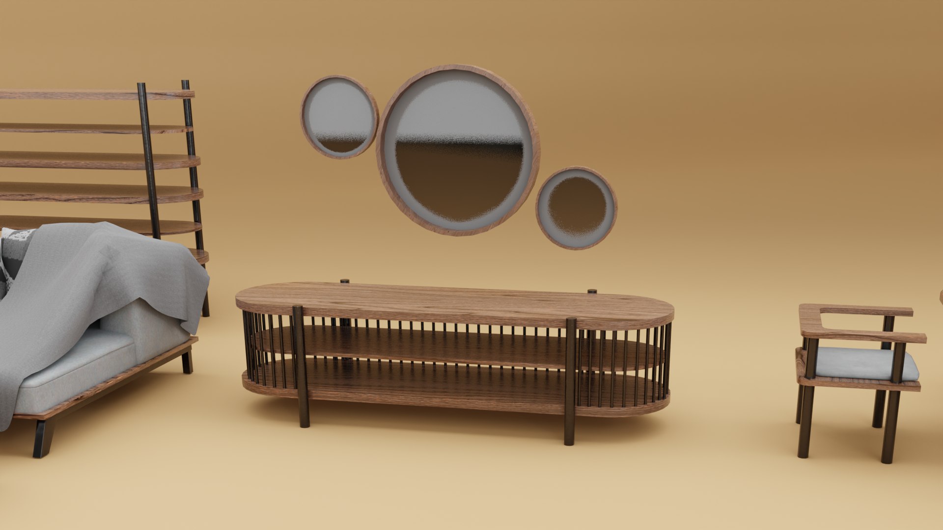 3D Wooden Living Room Asset model - TurboSquid 2153307