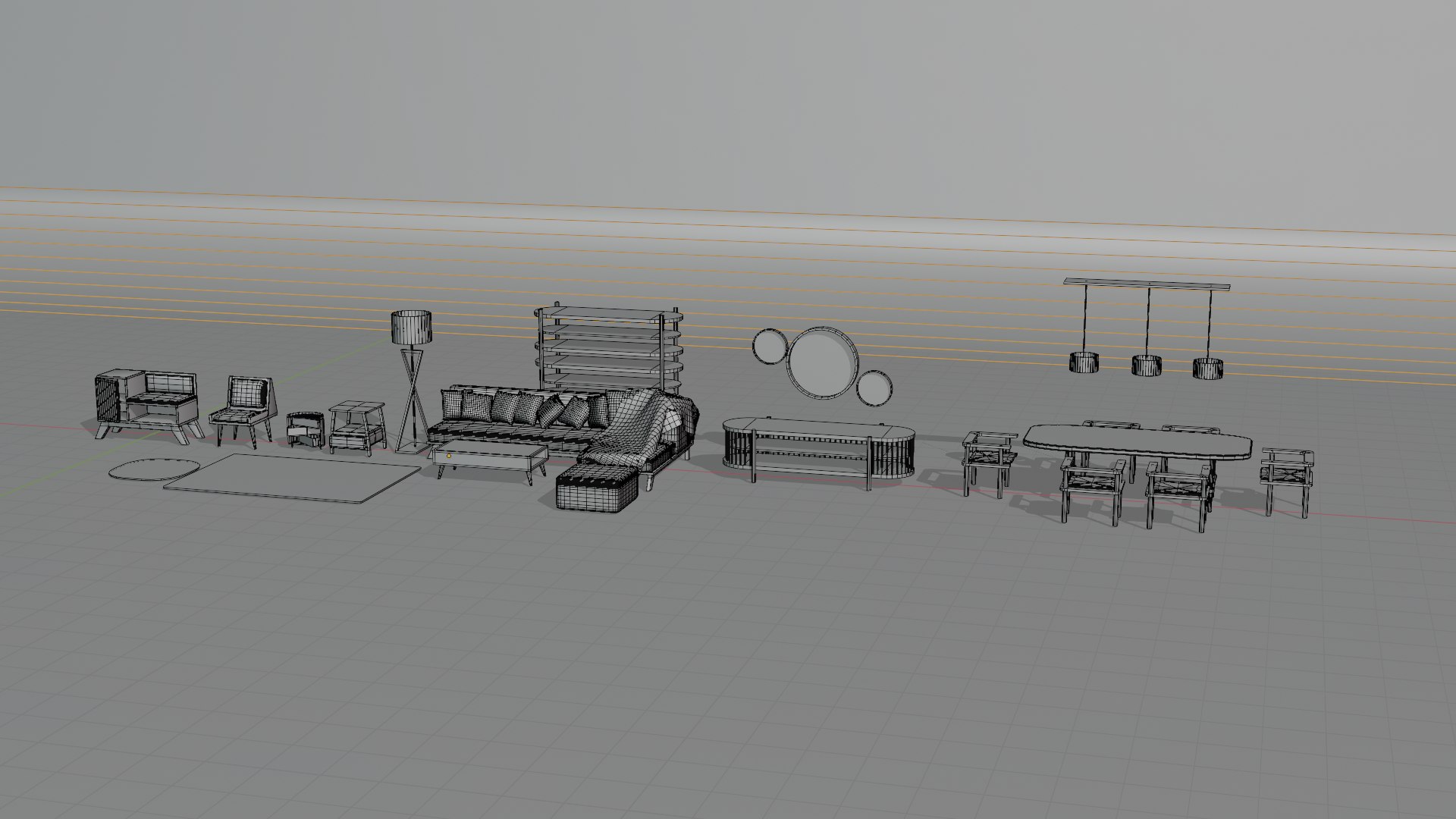 3D Wooden Living Room Asset model - TurboSquid 2153307