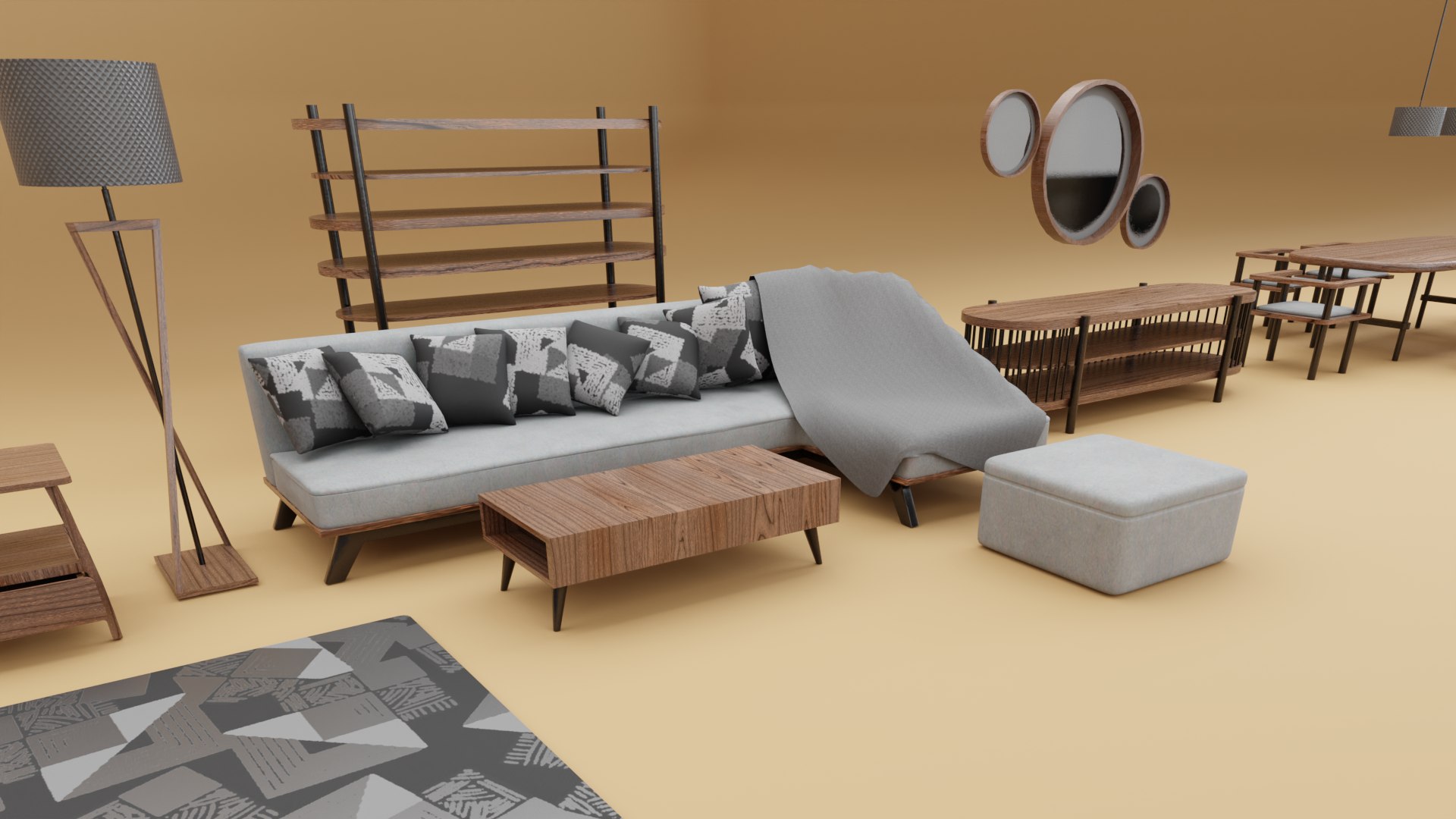 3D Wooden Living Room Asset model - TurboSquid 2153307
