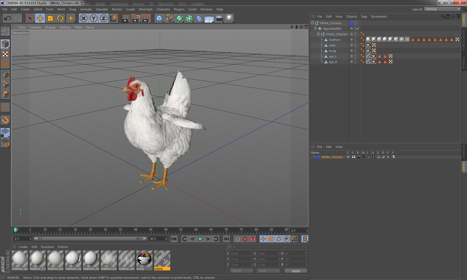 3d White Chicken Model