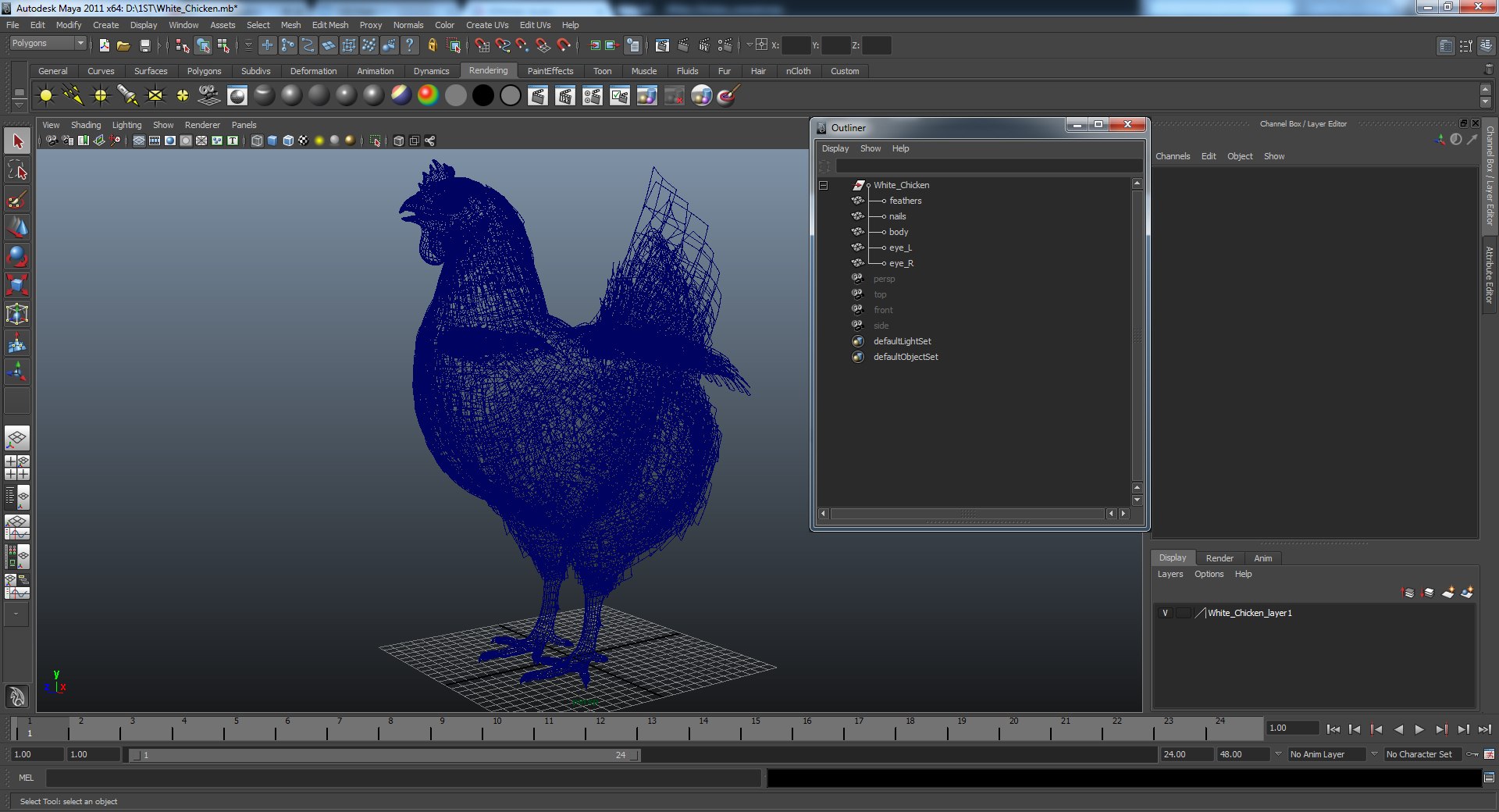 3d white chicken model