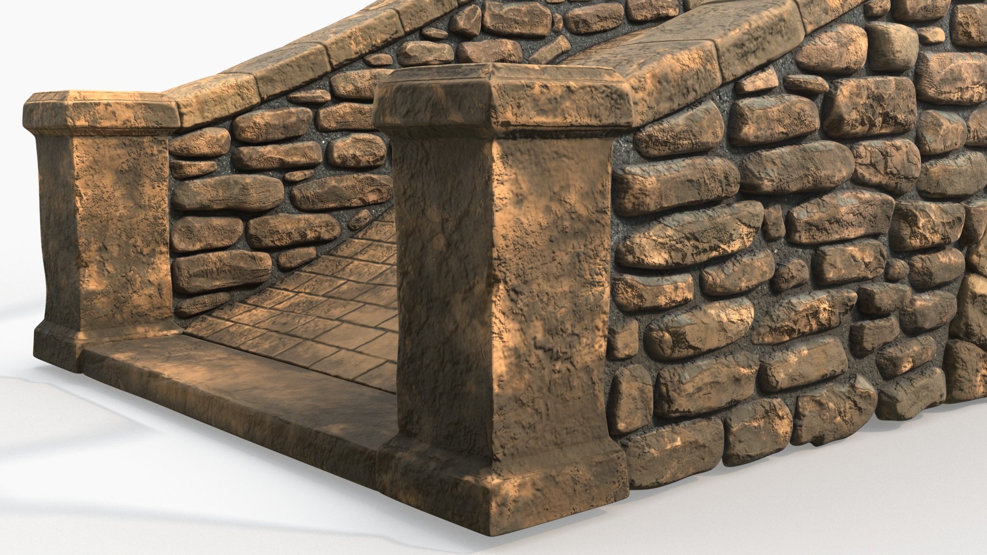 3D Small Stone Arch Bridge Brown - TurboSquid 2259025