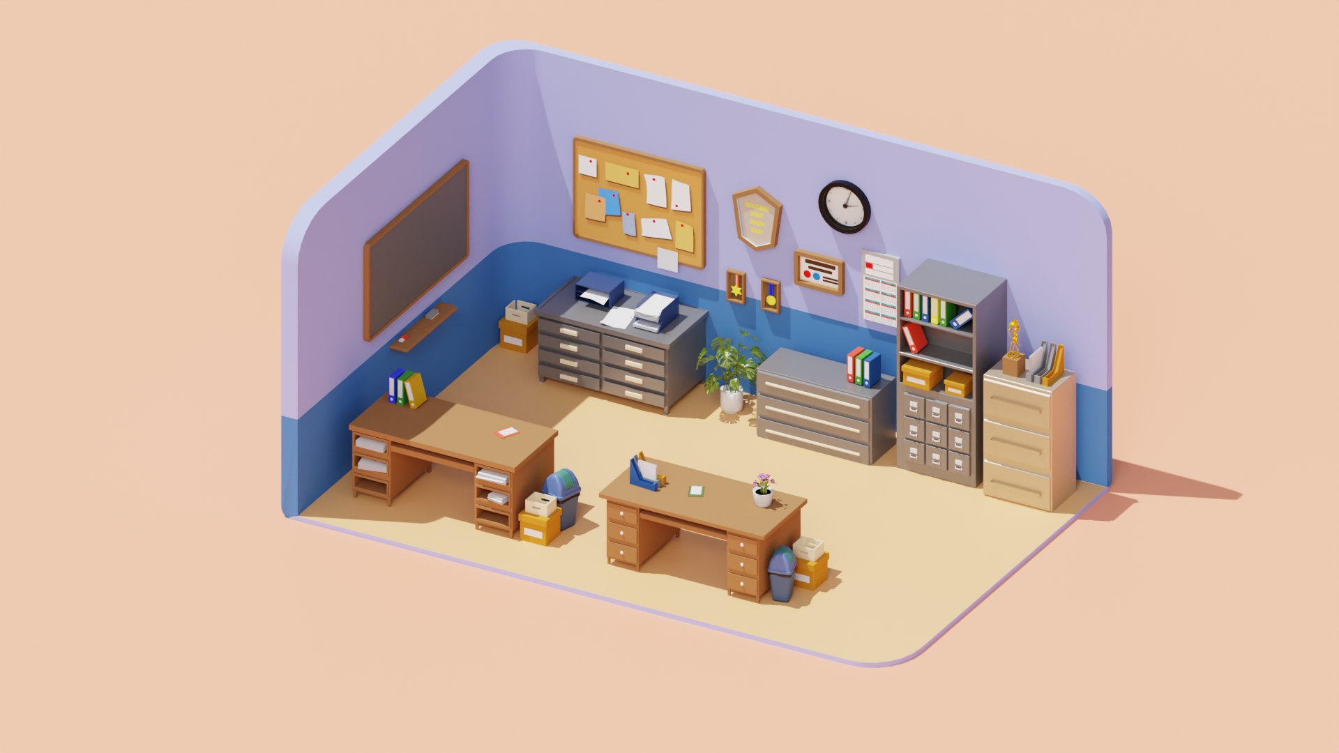 3D Isometric Office Scene - TurboSquid 2120941
