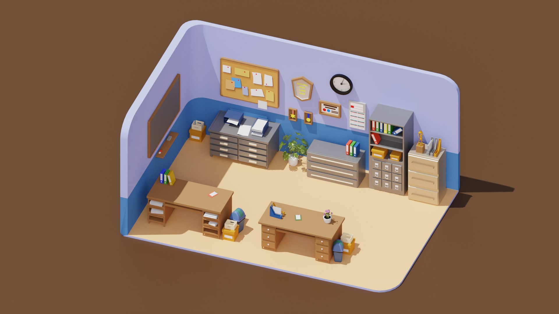 3D Isometric Office Scene - TurboSquid 2120941