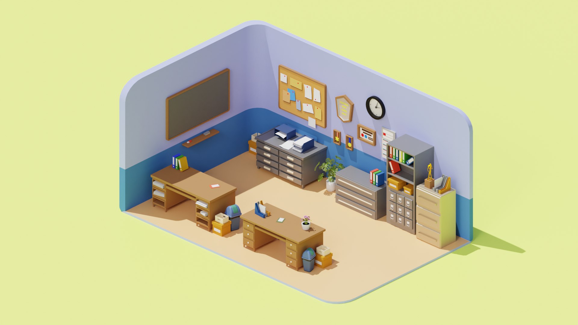 3D Isometric Office Scene - TurboSquid 2120941