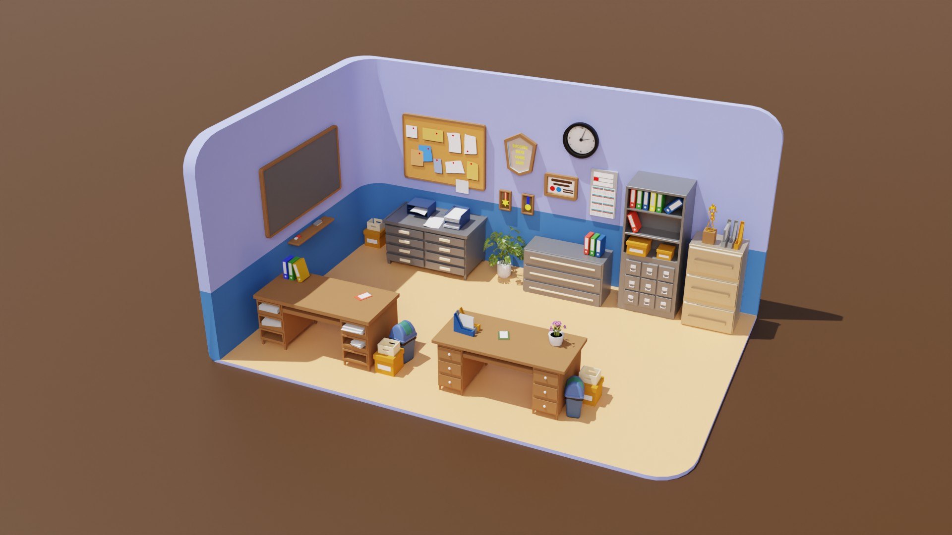 3D Isometric Office Scene - TurboSquid 2120941