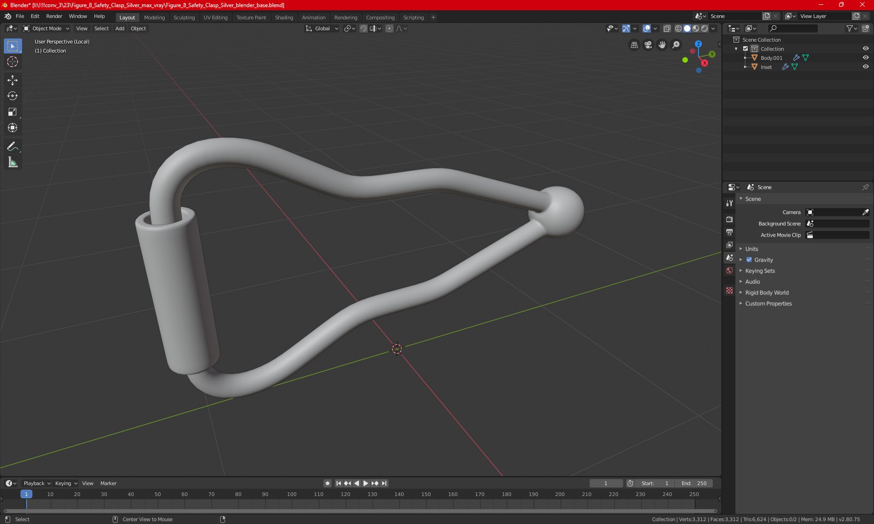 3D Figure 8 Safety Clasp Silver - TurboSquid 2122359